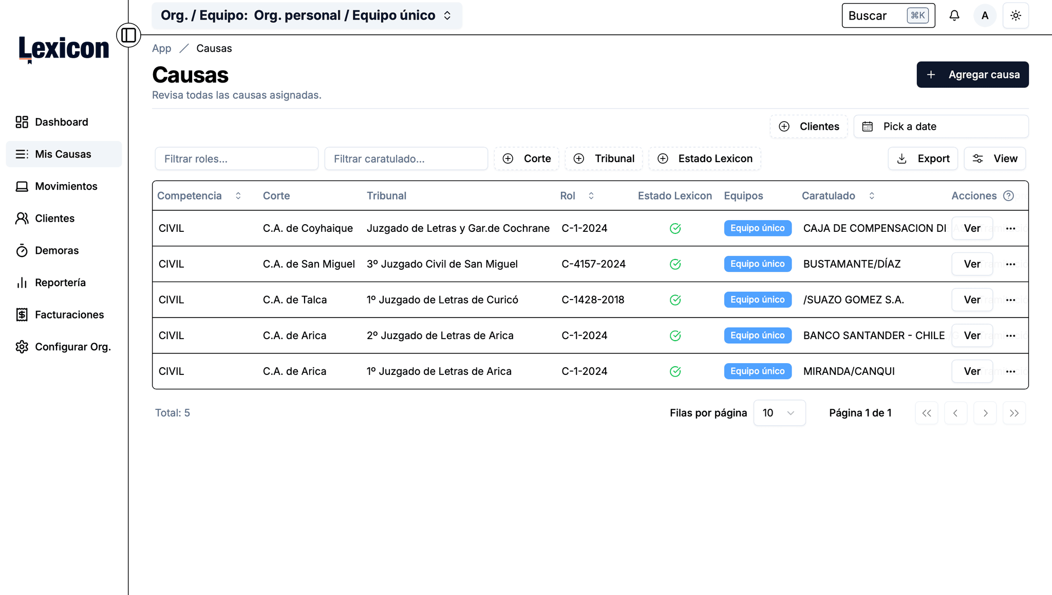 Lexicon: Software de Gestión Judicial para Abogados en Chile